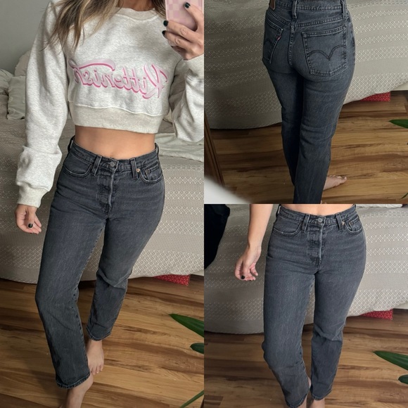 Levi's | Jeans | Levis Premium Wedgie Straight 25 26 Ankle Icon Jeans Better Weathered Gray ...